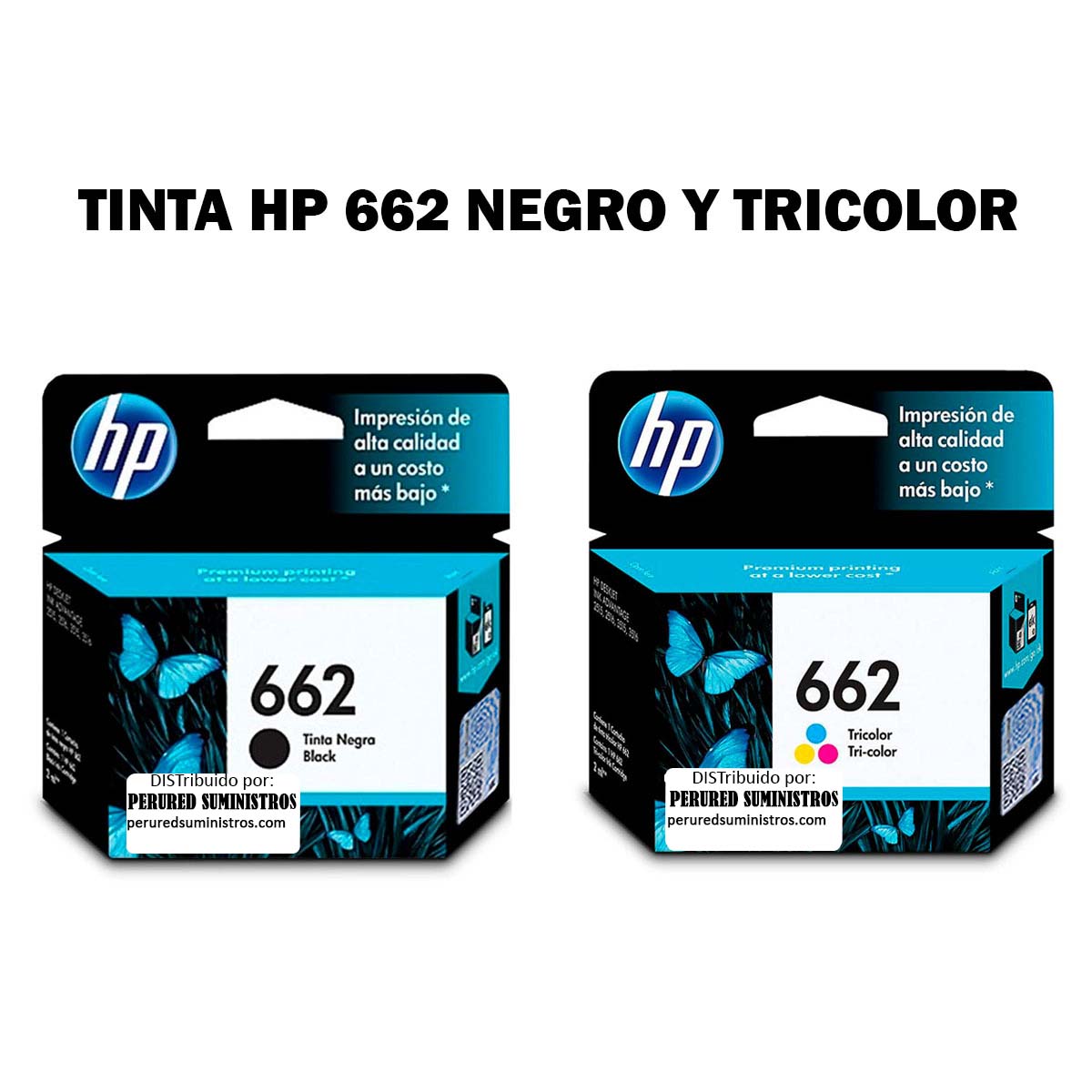 Juego de Tinta HP 662 Negro y Tricolor – Perured Suministros
